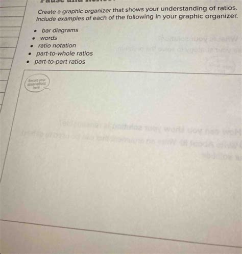 Create A Graphic Organizer That Shows Your Understanding Of Ratios