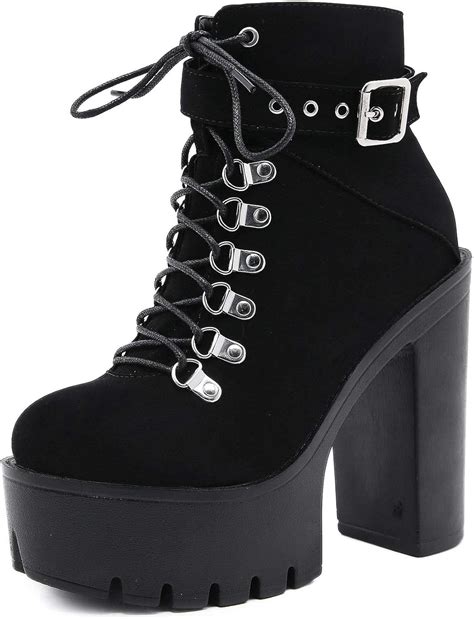 Botines De Tacón Alto Plataforma para Mujer Botas De Combate Góticas
