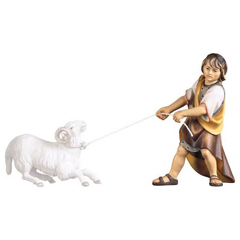 Boy Pulling Cm 23 9 1 Inch Hand Painted Ulrich Nativity Scene Val