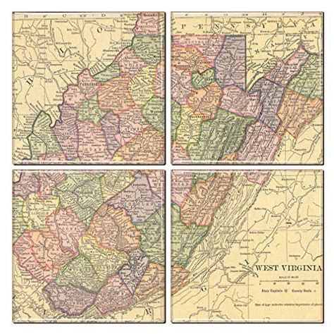West Virginia Coaster Of Vintage Map Set Of Walmart