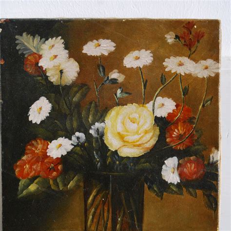 Peinture Huile Sur Toile Fleurs Brocante Avenue