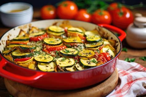 Premium AI Image Casserole Dish Filled With A Vegetable Bake
