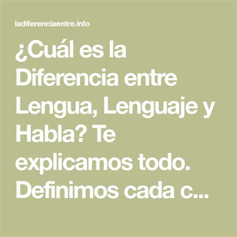 Cuál es la Diferencia entre Lengua Lenguaje y Habla Te explicamos