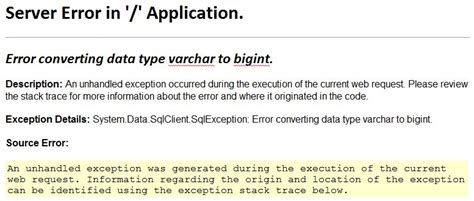 error converting data type nvarchar to bigint sql server