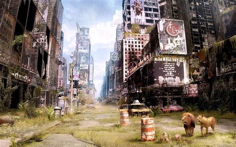 Abandoned Times Square In New York Aftermath World Illustrator HD