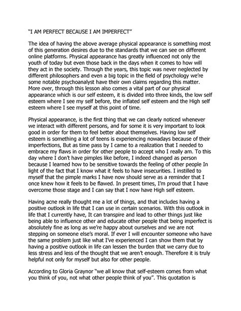 Self Image Essay My Self