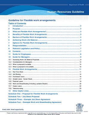 Fillable Online Health Qld Gov Guideline For Flexible Work Arrangements
