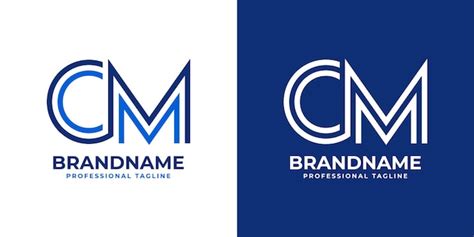 Logotipo del monograma de la línea cm de la letra adecuado para