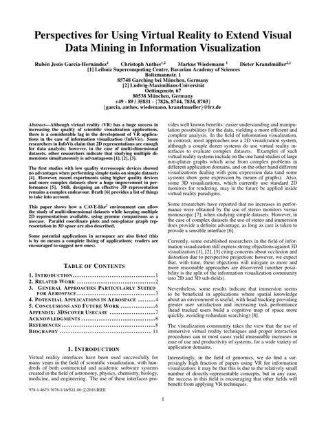 pdf perspectives for using virtual reality to extend visual data mining in information