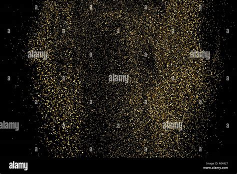 Gold Glitter Texture Isolated On Black Amber Particles Color
