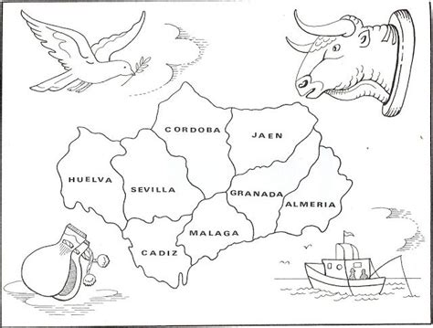 Trabajando en Educación Infantil 10 mapas de Andalucía para colorear
