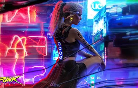 Обои future girl game fantastic cyberpunk 2077 si fi на телефон и