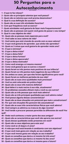 50 Perguntas Para O Autoconhecimento Perguntas Para Conhecer