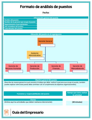 Formato de análisis de puestos Plantillas Excel Word PDF 2024