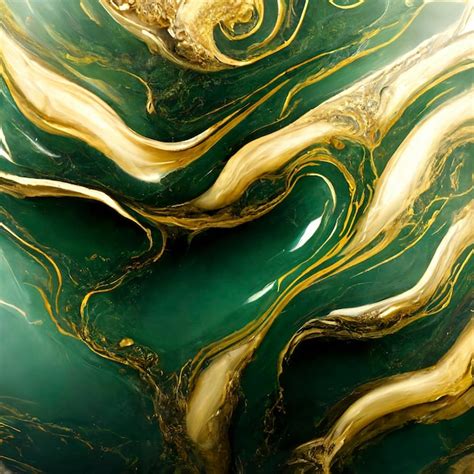 Premium AI Image A Green And Gold Marble With Gold Swirls