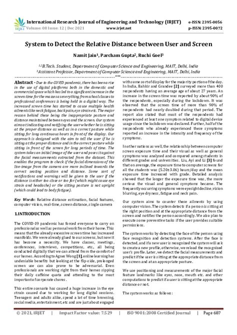 pdf irjet system to detect the relative distance between user and screen irjet journal