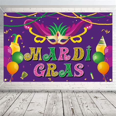 Buy JOZON Mardi Gras Backdrop Banner 71 X 45 Inch Large Size Mardi Gras
