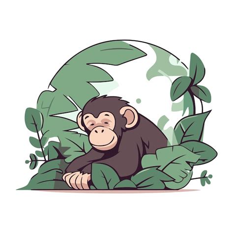 Ilustración vectorial de un mono en la selva animal de la selva
