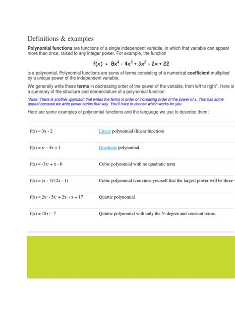 anatomy and graphs of polynomial functions pdf polynomial zero of a function