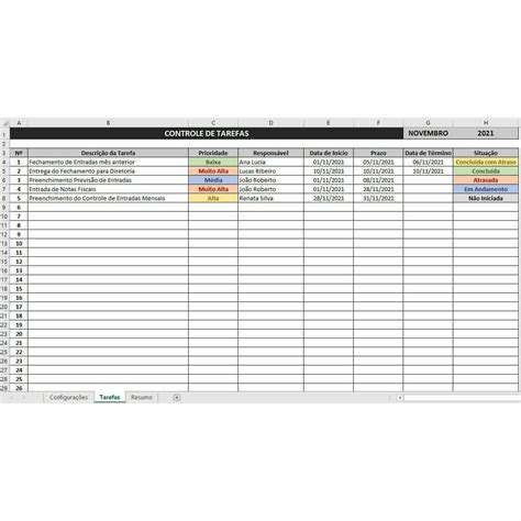 Planilha Controle De Tarefas Simples e Prática Resumo DMK Studio