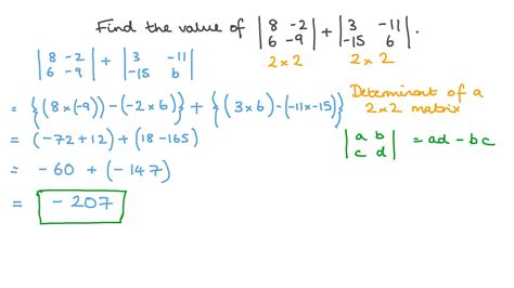 question video adding determinants of matrices nagwa