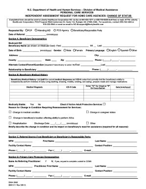 Fillable Online Ncdhhs Dma 3042 Ia Pdf Change Of Status Request Form