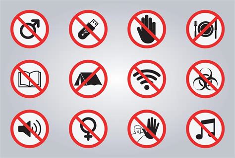 Se Ales De Prohibici N Y Varios S Mbolos De Icono De Se Al De
