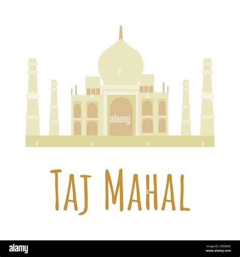 Flat Style Taj Mahal Symbol Of India Vector Illustration Isolated On