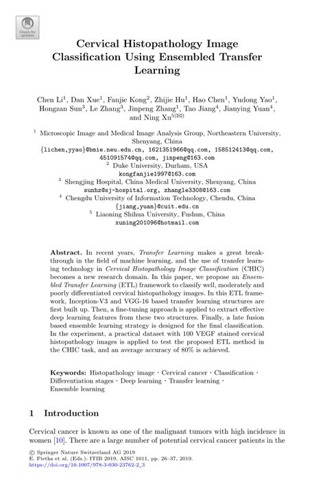 pdf cervical histopathology image classification using ensembled transfer learning