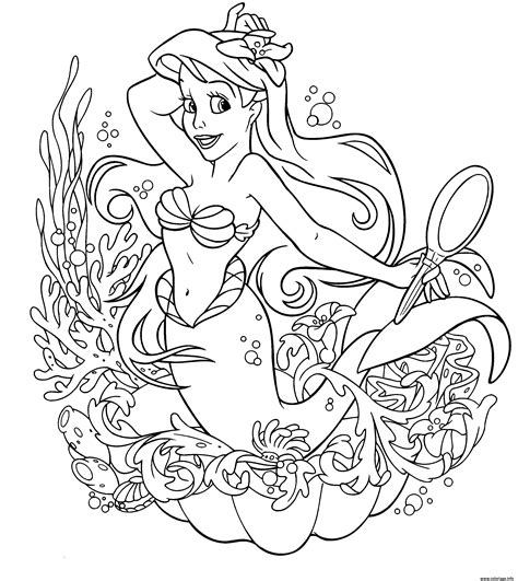 Coloriage La Petite Sirene Dans Coquillage Dessin Ariel La Petite