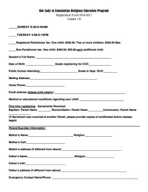 Fillable Online Olcparish Ccd Registration Form Our Lady Of