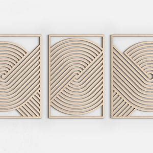 Wood Wall Art Set Geometric Decor Modern Wood Wall Art Wall Wooden Art
