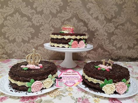 Naked Cake Fino Lindo E Elegante Para 15 Anos