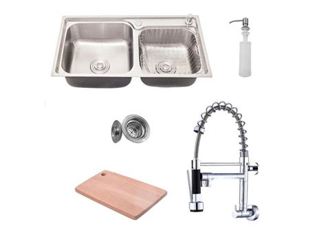 Kit Cuba Pia Dupla Gourmet Luxo Prizi Aço Inox 304 43X78cm K o
