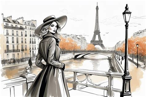 Modelos de moda en estilo boceto otoño invierno con fondo de la ciudad
