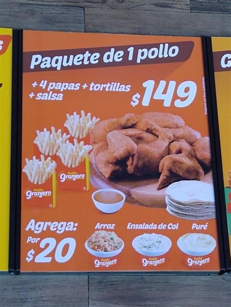 Menu at Pollo Granjero San Fernando restaurant Tuxtla Gutiérrez