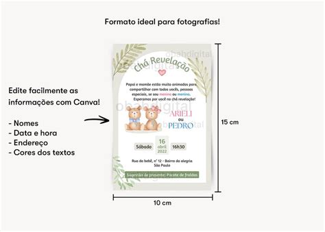Convite Digital Ch Revela O Edit Vel Em Canva Obah Digital