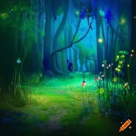 Colorful Magical Forest With Glowing Lights On Craiyon