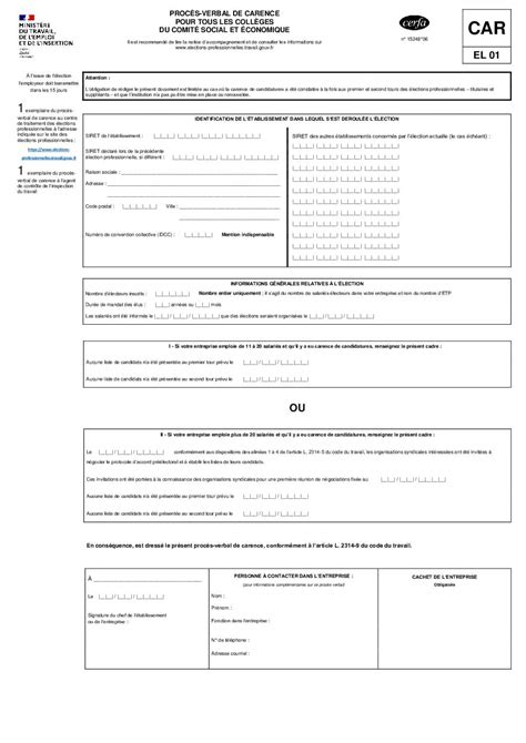 PV de carence CSE Procès verbal guide complet 2024