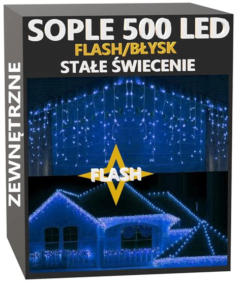 Sople 500 LED Lampki Zewnętrzne IP44 Stałe Flash Niebieskie Inna
