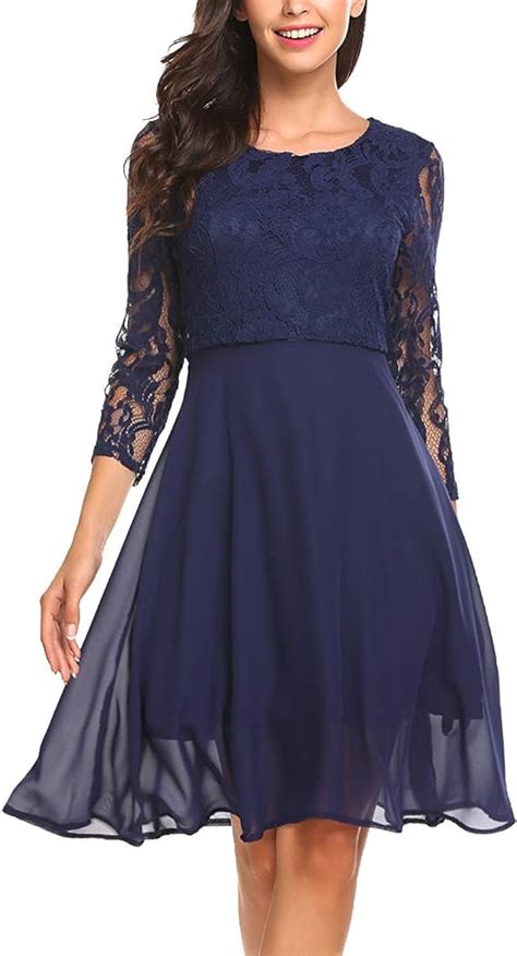 BOLAWOO 77 Abito Da Donna In Chiffon Balze Elegante Con Abito Mode Di