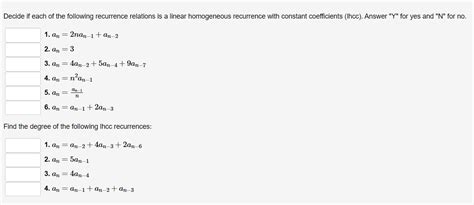 solved decide if each of the following recurrence relations