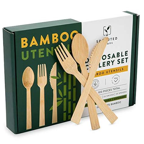 Disposable Bamboo Utensils Pack Of 100 Durable Picnic Utensils Set