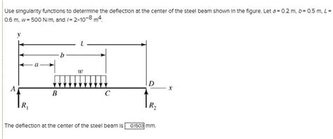 solved use singularity functions to determine the deflection at the center of the steel beam