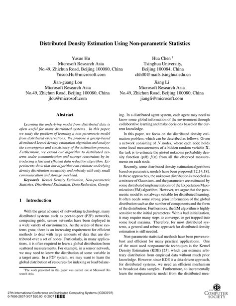 pdf distributed density estimation using non parametric statistics