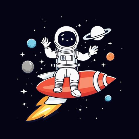 Premium Vector Free Vector Cute Astronaut Riding Rocket Plane In