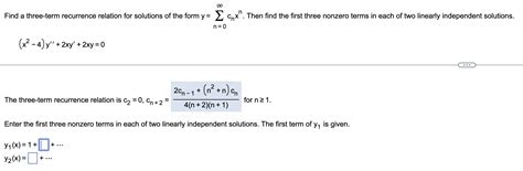 solved find a three term recurrence relation for solutions