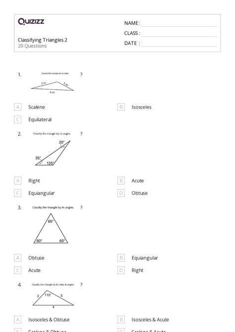 50 Classifying Triangles Worksheets For 7th Year On Quizizz