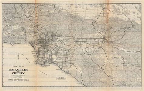 Automobile Road Map Of Los Angeles And Vicinity California