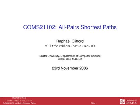 all pair shortest path lecture slides computer science docsity